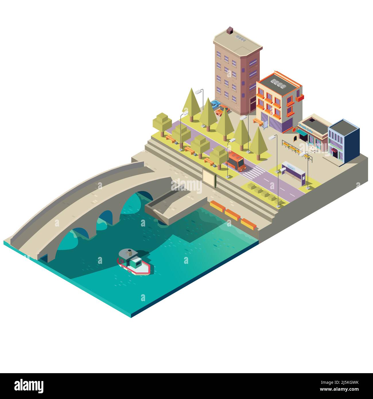 River bank road bridge Cut Out Stock Images & Pictures - Alamy