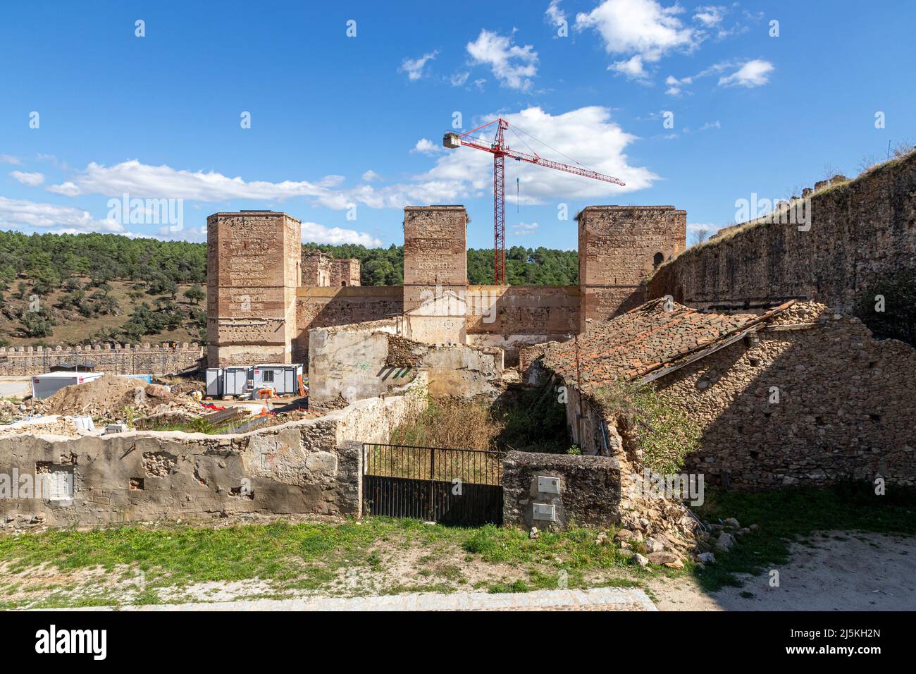 Buitrago del Lozoya, Spain. Walls, ramparts and towers of the Mendoza ...