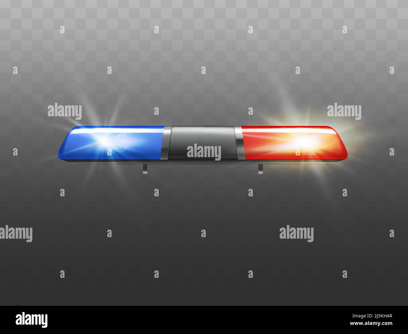 Vector 3d realistic red and blue flasher for police car. Signal of ...