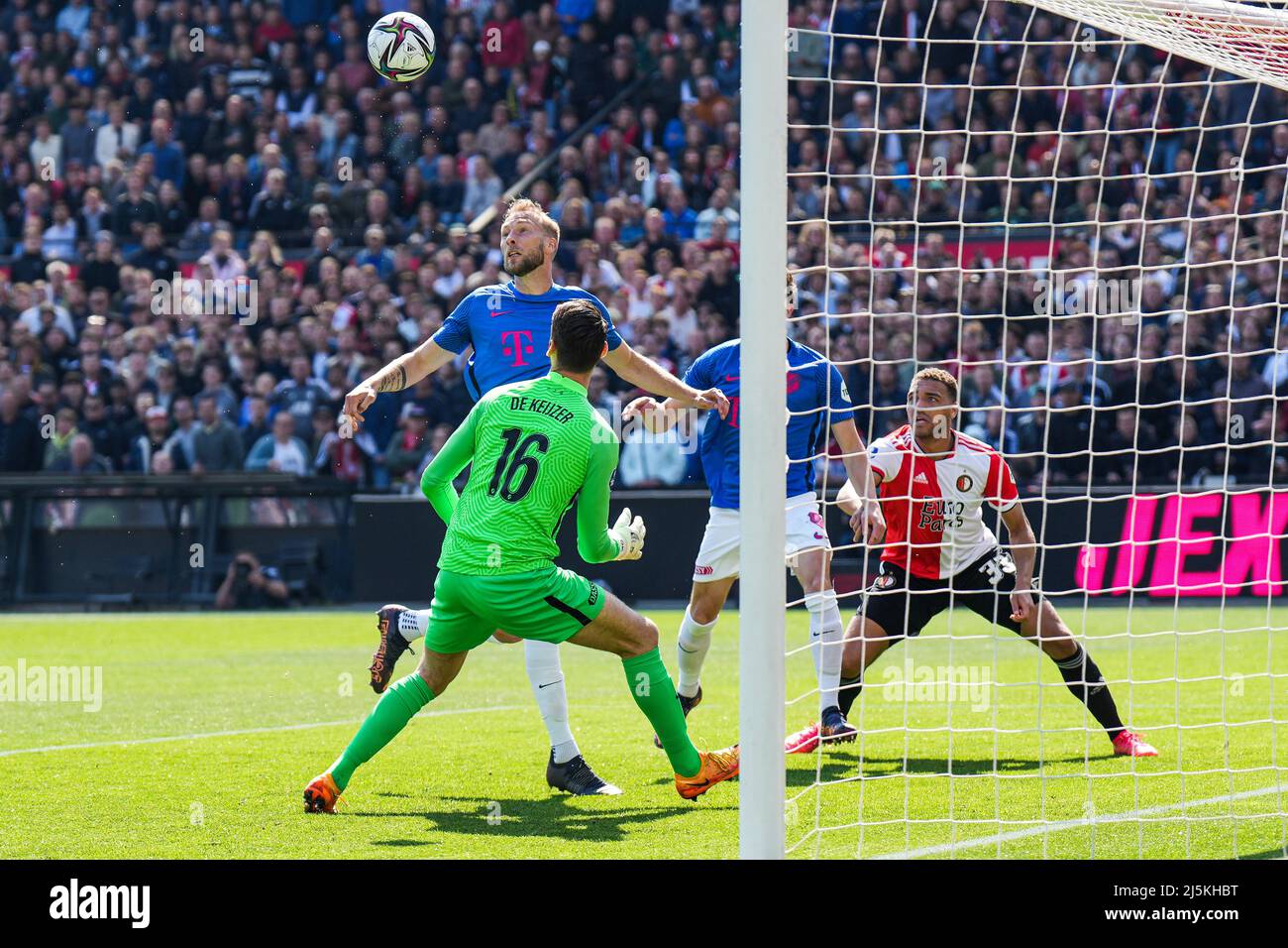Rotterdam, Netherlands. 24th Apr, 2022. Rotterdam - Mike van der Hoorn of FC Utrecht scores the ...