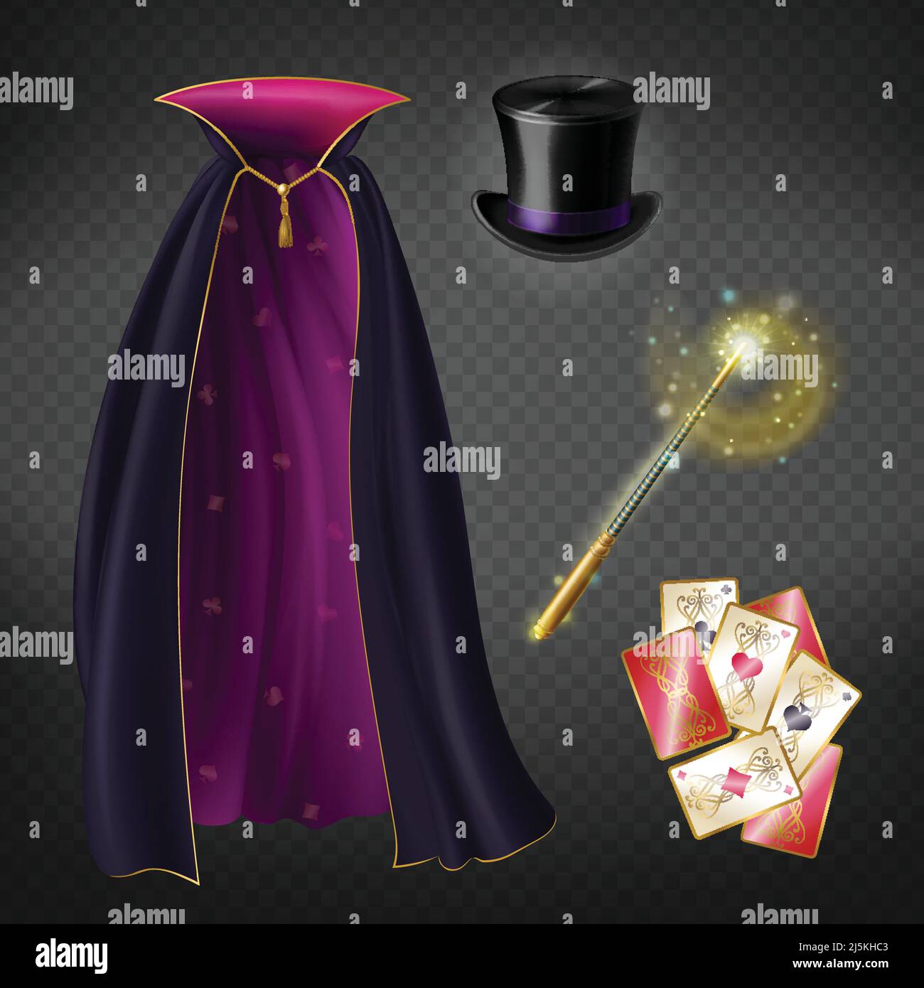 Vector realistic set with illusionist equipment for tricks isolated on ...