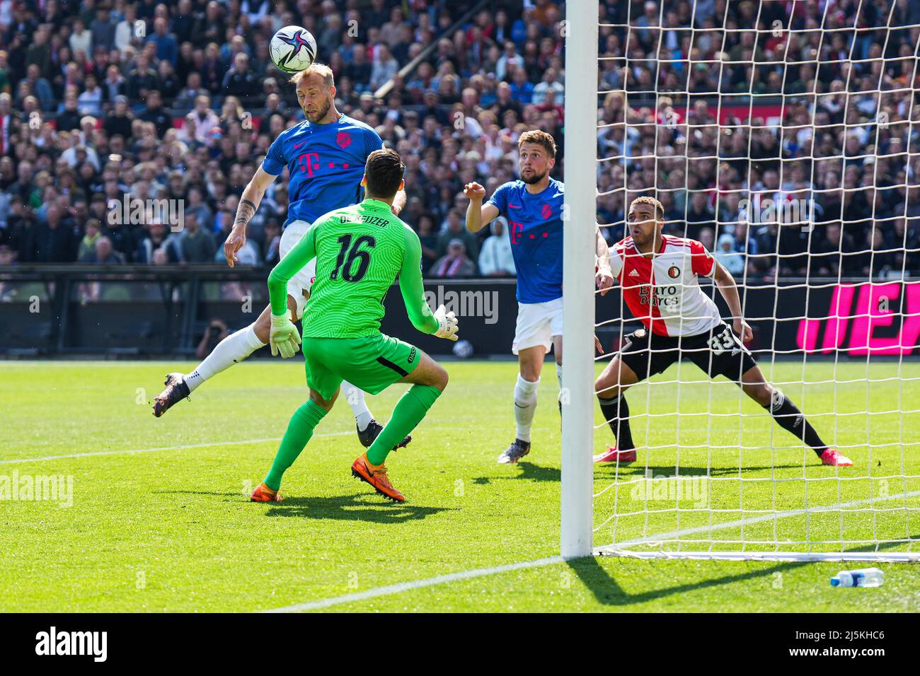 Rotterdam, Netherlands. 24th Apr, 2022. Rotterdam - Mike van der Hoorn of FC Utrecht scores the ...