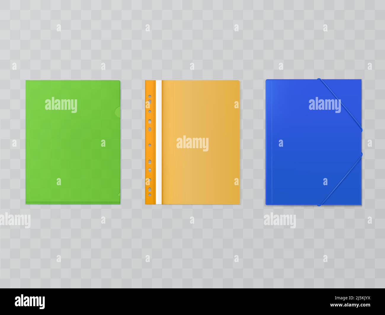 Vector three bright plastic folders - set of office supplies. Files ...