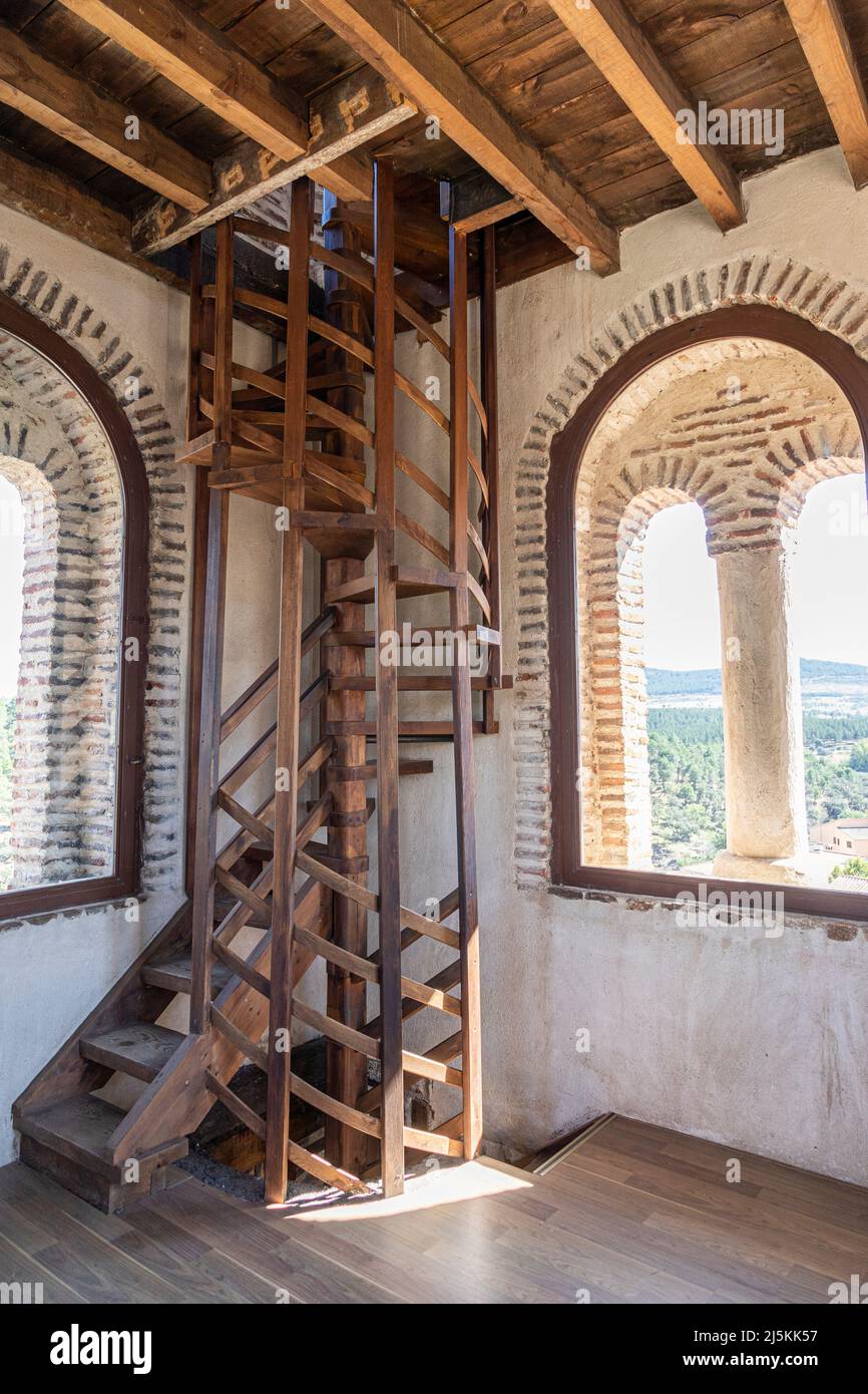 Buitrago del Lozoya, Spain. Inside the bell tower of the church of ...