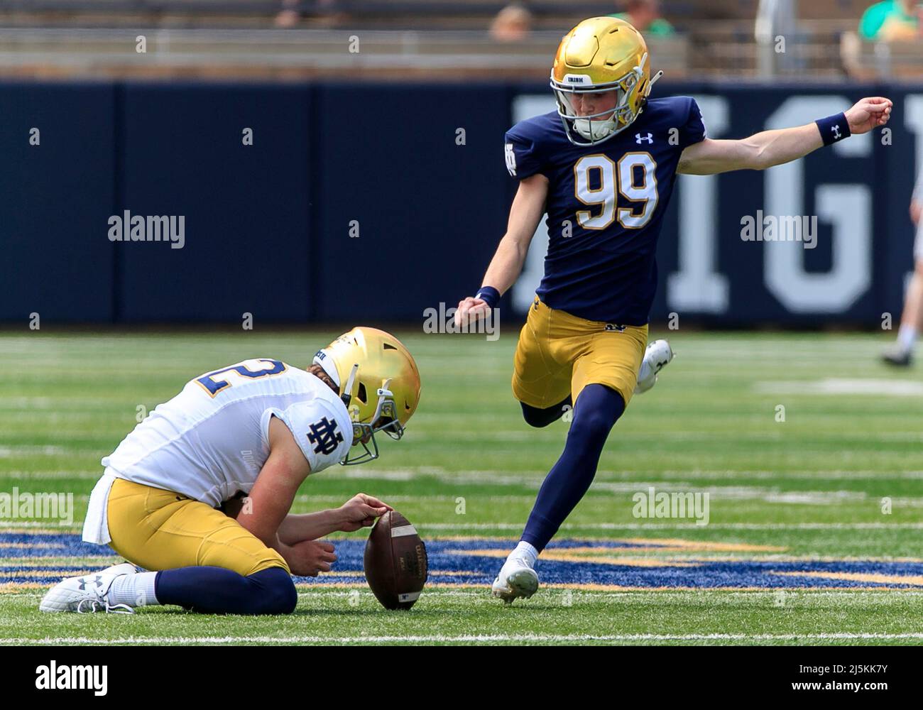 South Bend, Indiana, USA. 23rd Apr, 2022. Notre Dame kicker Blake Grupe ...