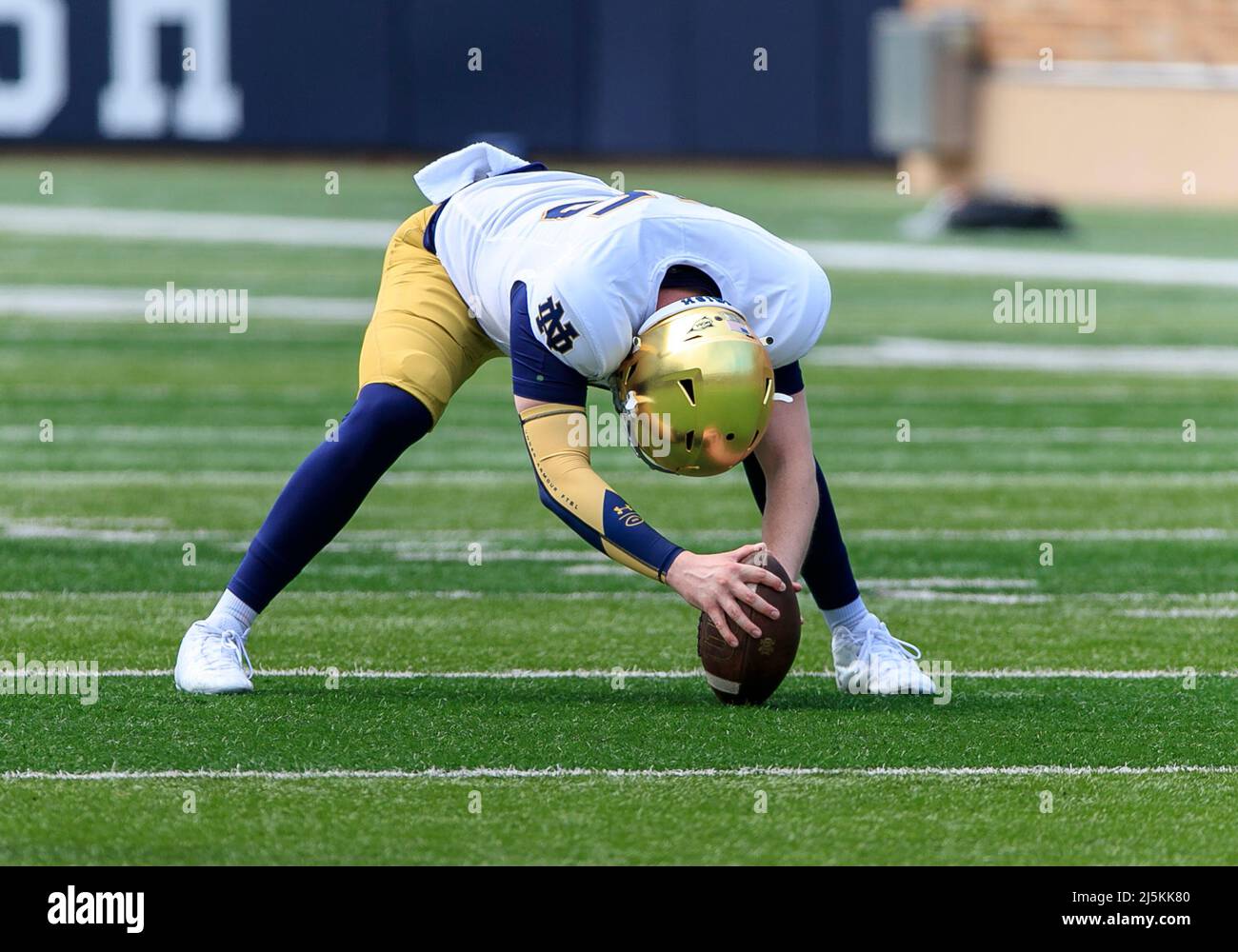 South Bend, Indiana, USA. 23rd Apr, 2022. Notre Dame long snapper ...