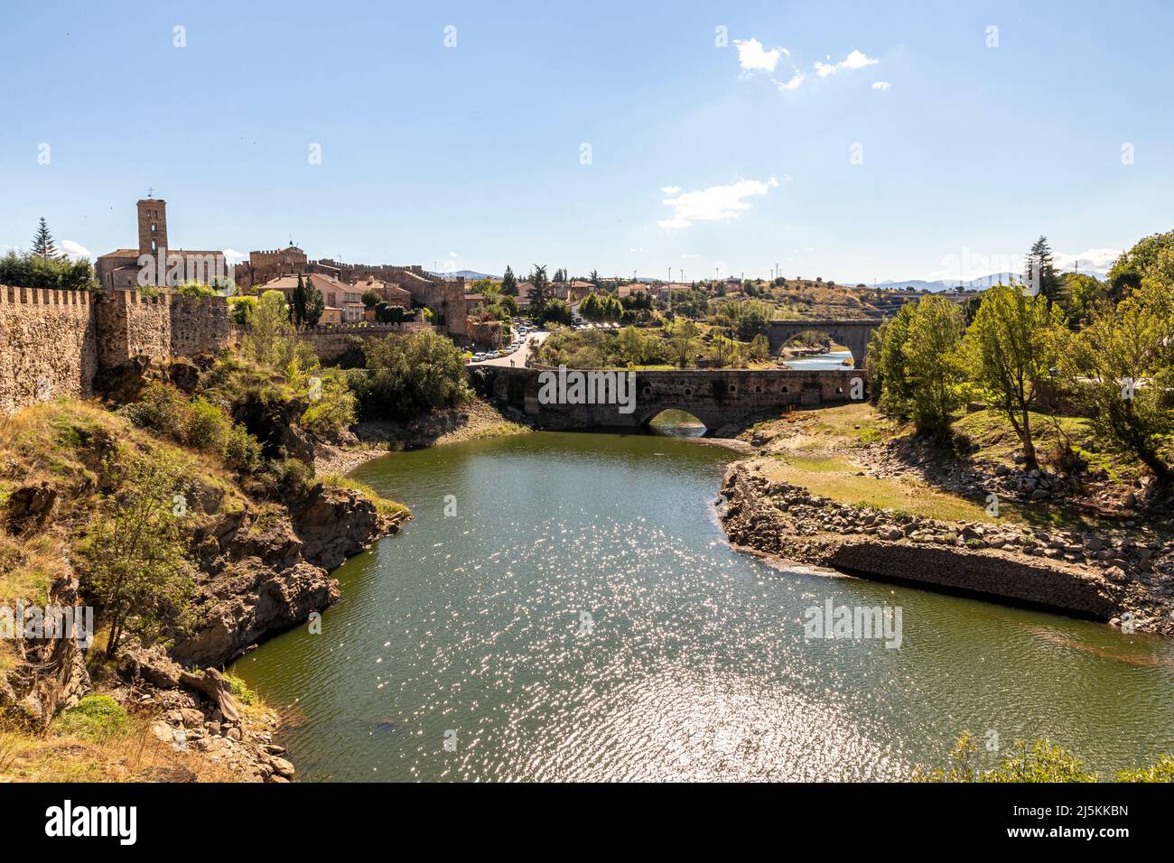 Buitrago del Lozoya, Spain. Views of the Old Town walls and the Puente ...