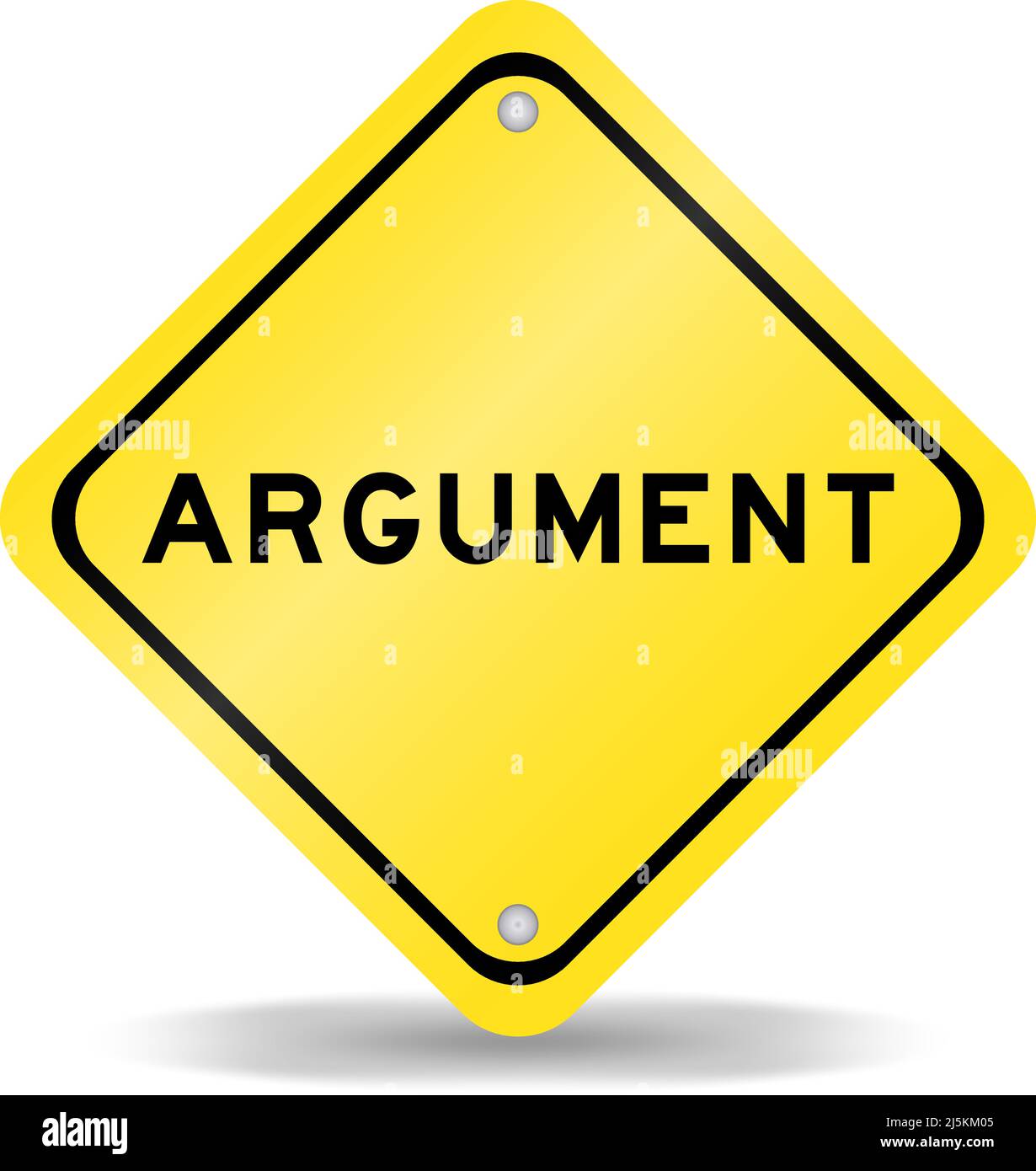 Yellow color transportation sign with word argument on white background ...