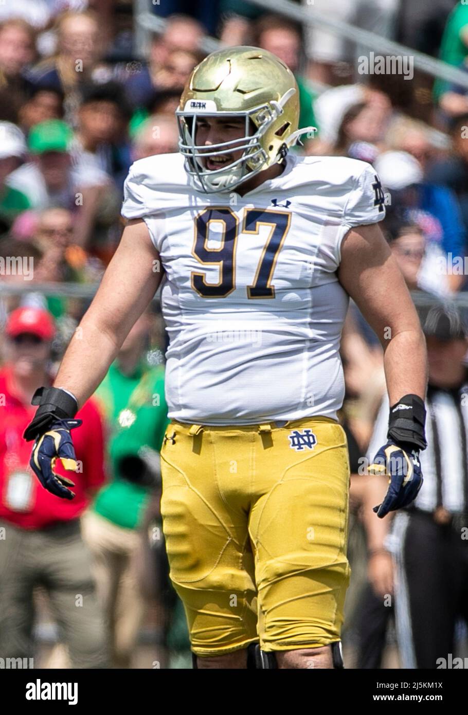 South Bend, Indiana, USA. 23rd Apr, 2022. Notre Dame defensive lineman ...
