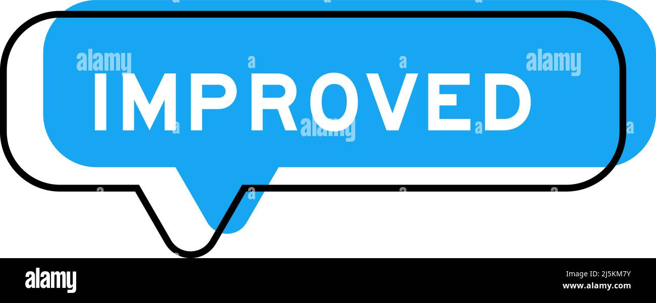 Speech banner and blue shade with word improved on white background ...