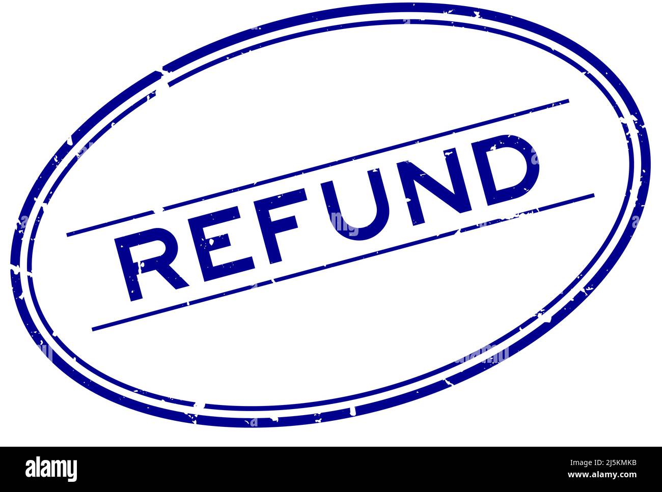 Grunge blue refund word oval rubber seal stamp on white background ...