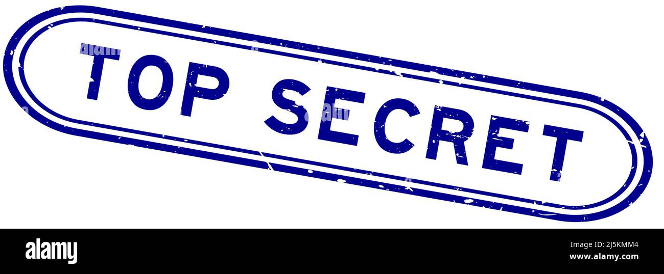 Grunge blue top secret word rubber seal stamp on white background Stock ...