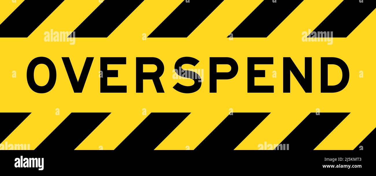 Yellow and black color with line striped label banner with word ...