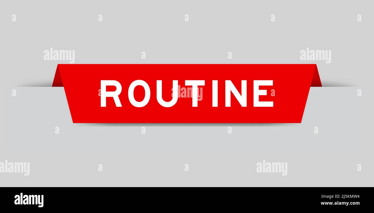 Red color inserted label with word routine on gray background Stock ...
