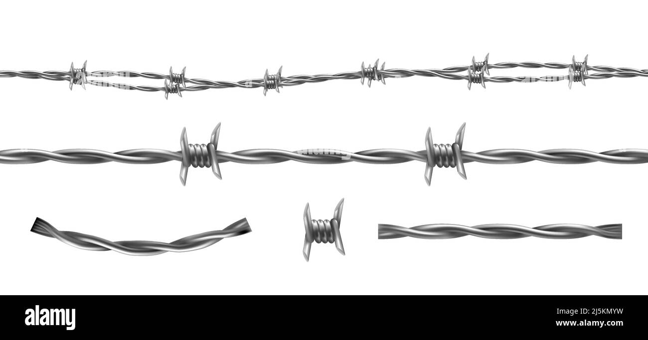 Barbed wire vector illustration, horizontal seamless pattern and ...