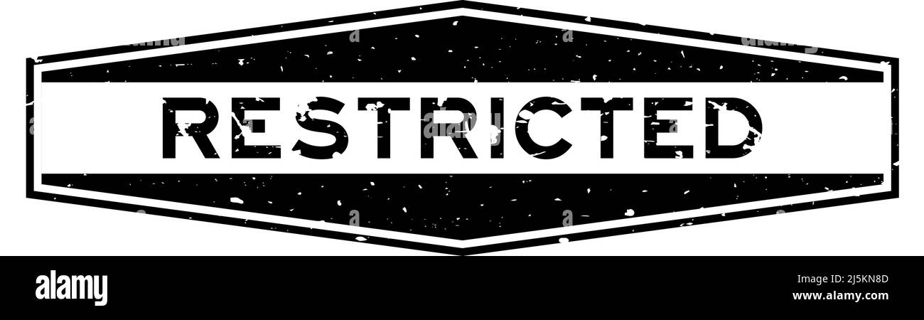 Grunge black restricted word hexagon rubber seal stamp on white ...