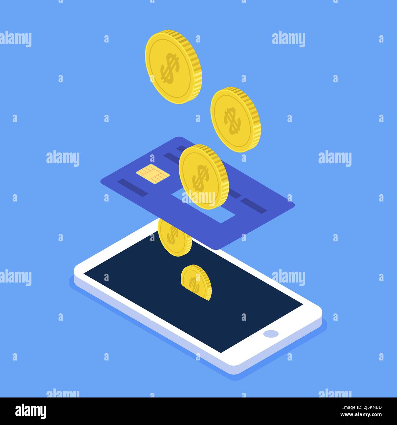 Conversion. Money transfer from credit card to bank application account ...