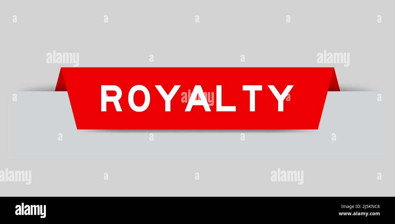Red color inserted label with word royalty on gray background Stock ...