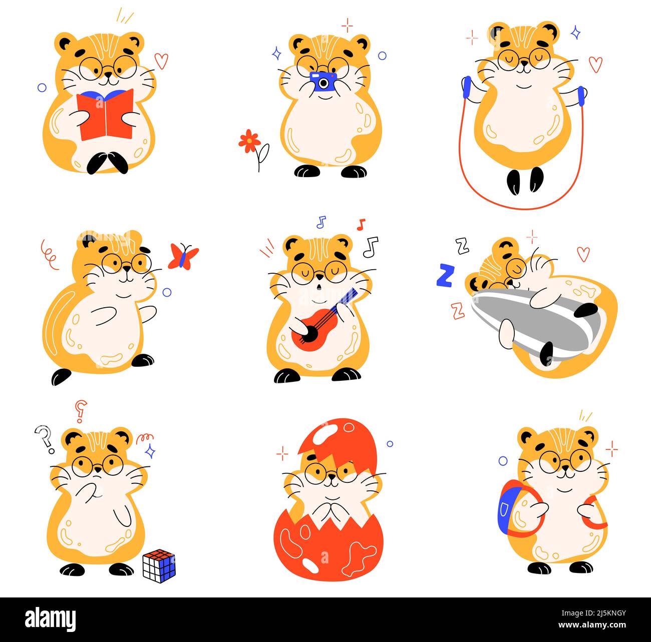 Cute fluffy hamster. Funny little rodent, cartoon happy kids character ...