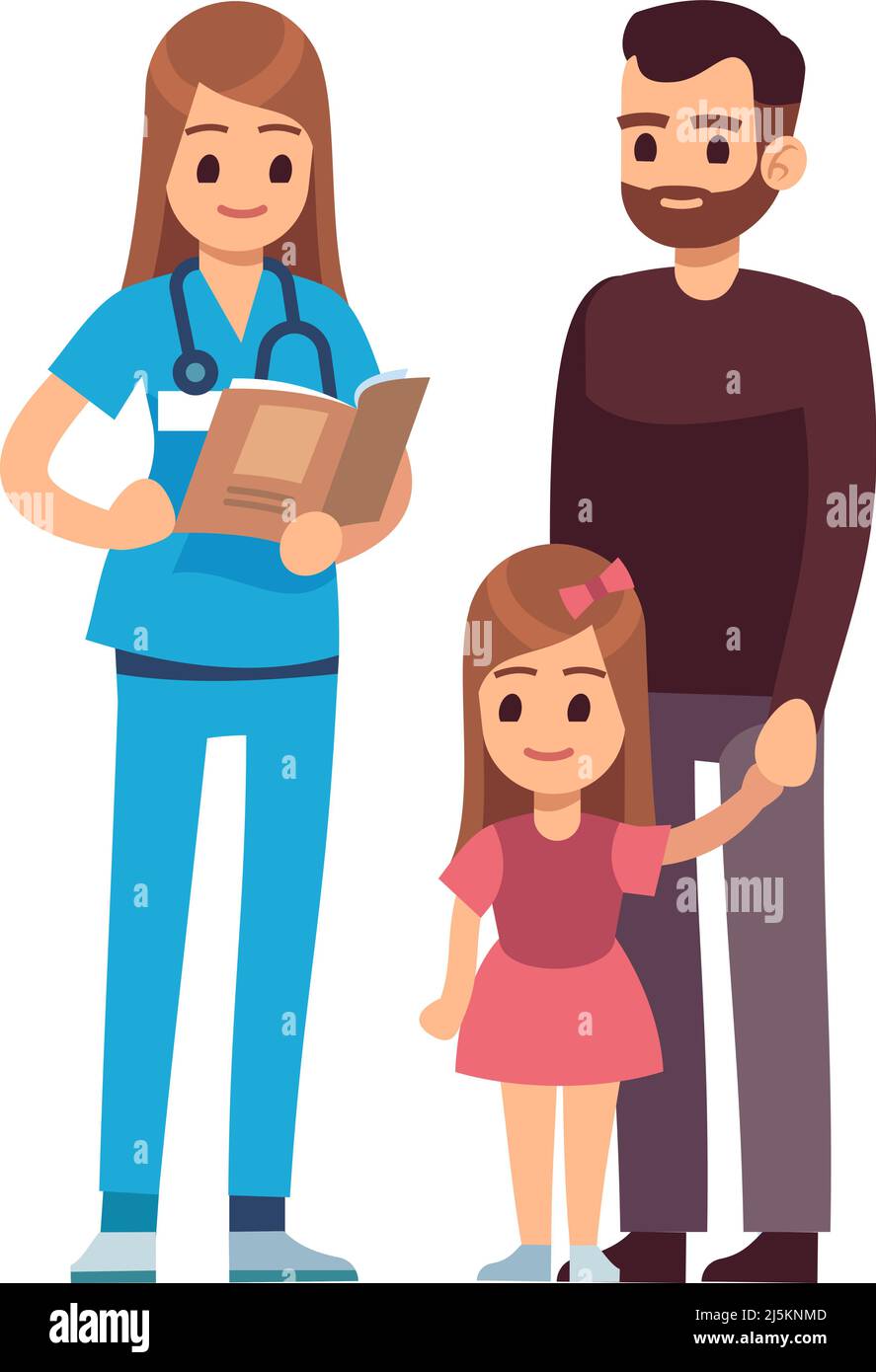 Father and daughter visit female pediatrician. Doctor appointment Stock ...