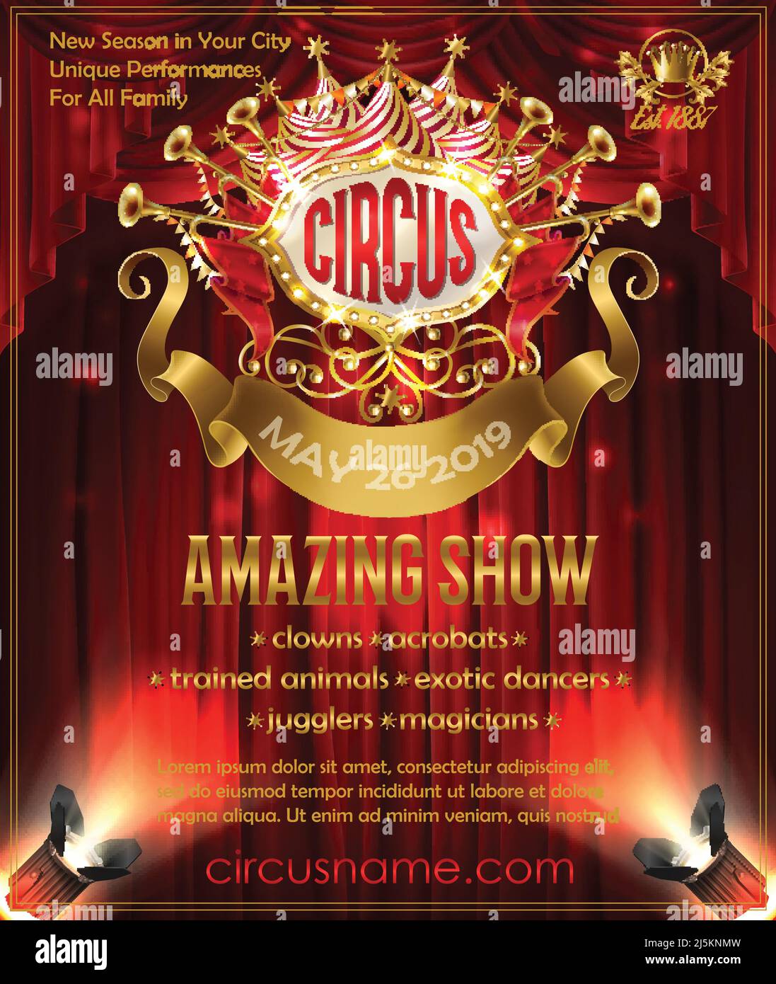 Vector advertising poster for circus amazing show, invitation to cirque ...