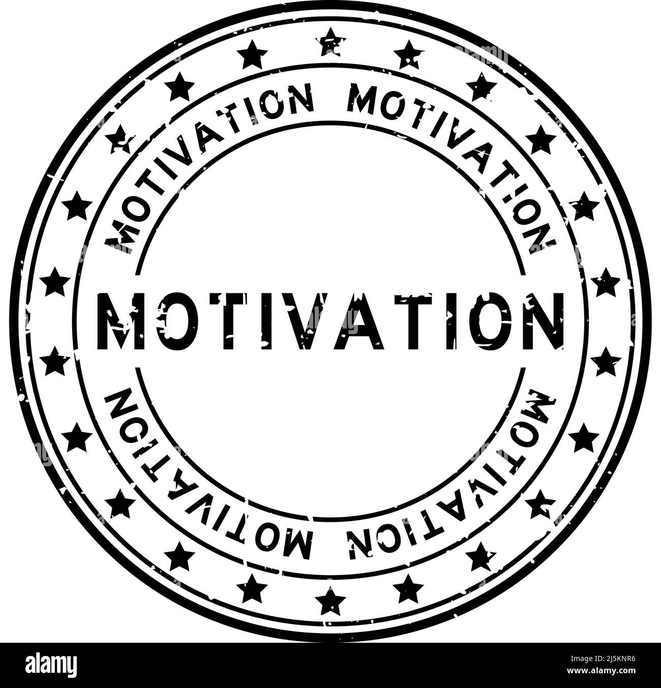 Grunge black motivation word with star icon round rubber seal stamp on ...