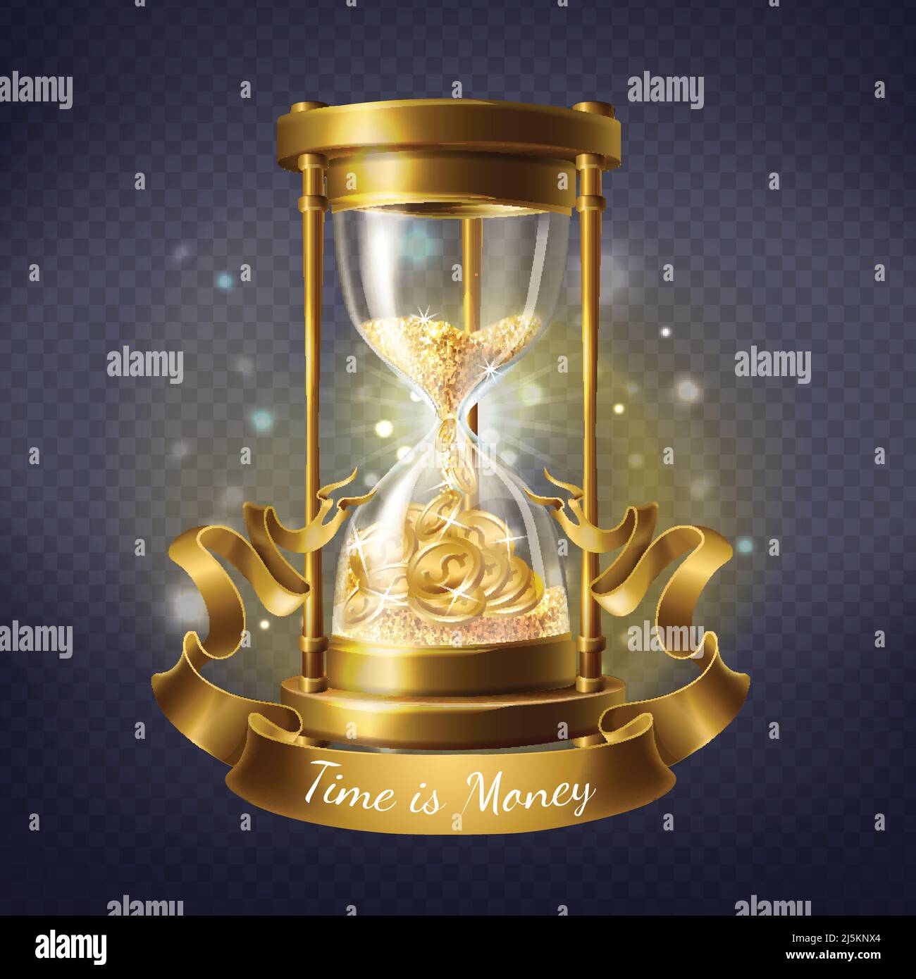 Vector realistic hourglass, antique timer with sand inside to measure ...