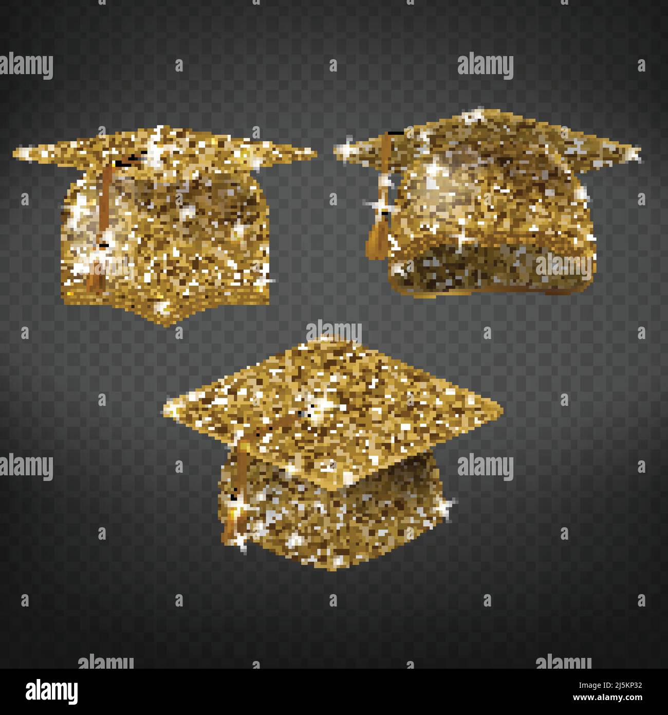Vector golden graduation cap, shining symbol of education in university ...