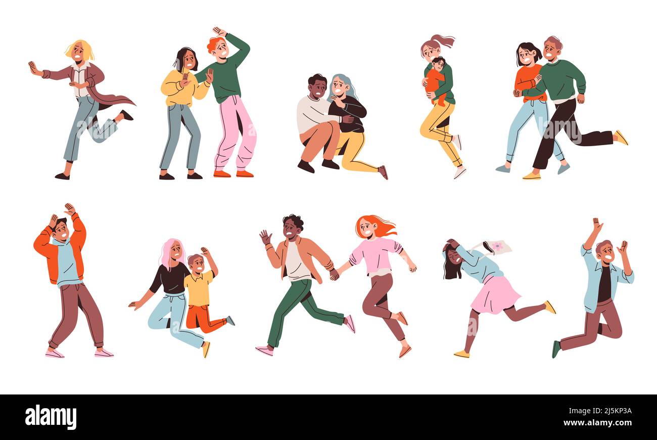 Terrified People Running