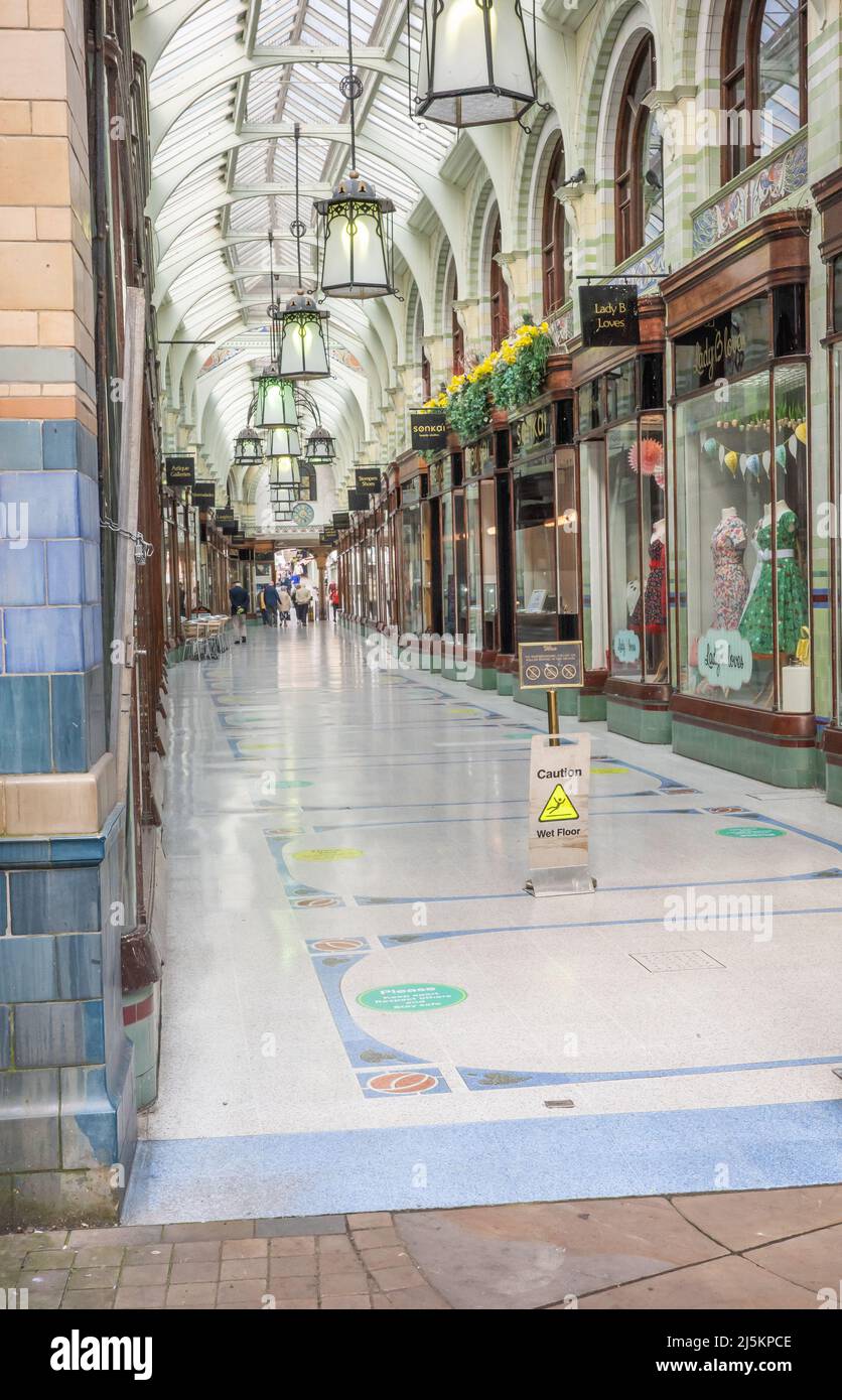 Norwich, Norfolk, UK – April 24 2022. The Victorian Royal Arcade in the ...