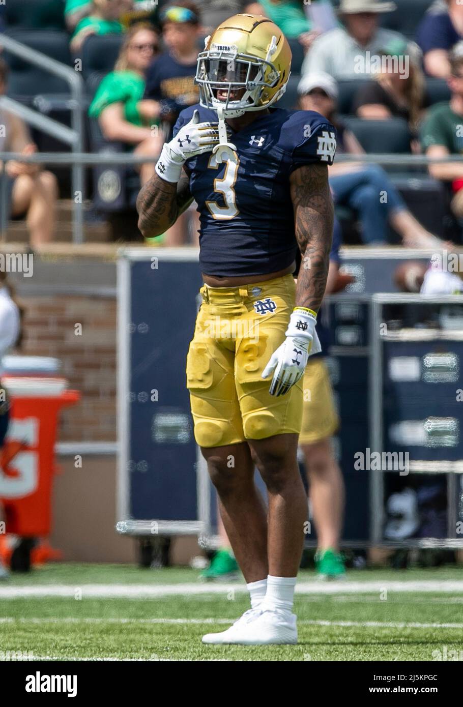 April 23, 2022: Notre Dame safety Houston Griffith (3) during the Notre ...