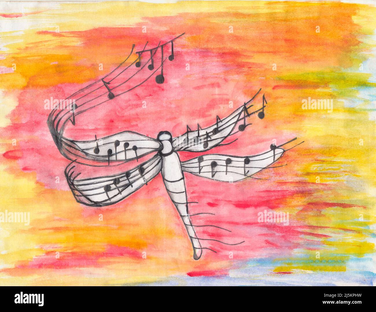 Dragonfly with musical notes Stock Photo - Alamy