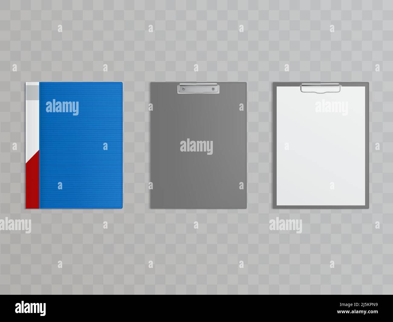 Vector realistic set of clipboards with metal clamp for holding papers ...