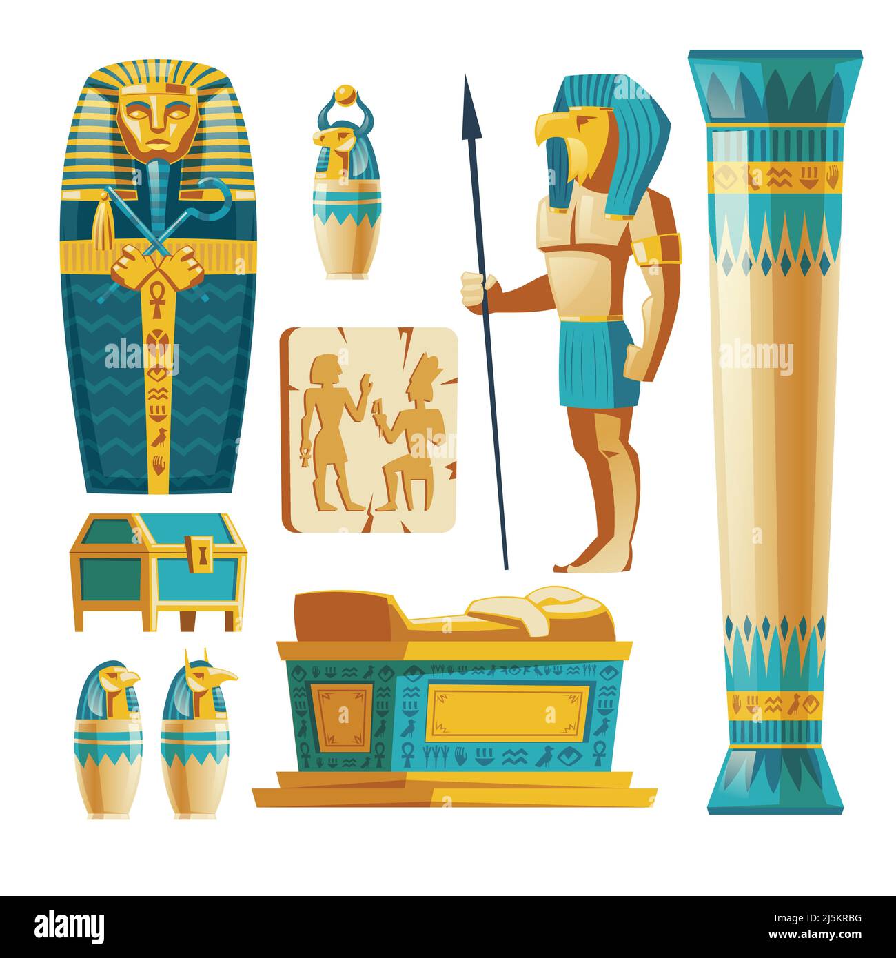Vector cartoon set of ancient Egypt objects isolated on background ...