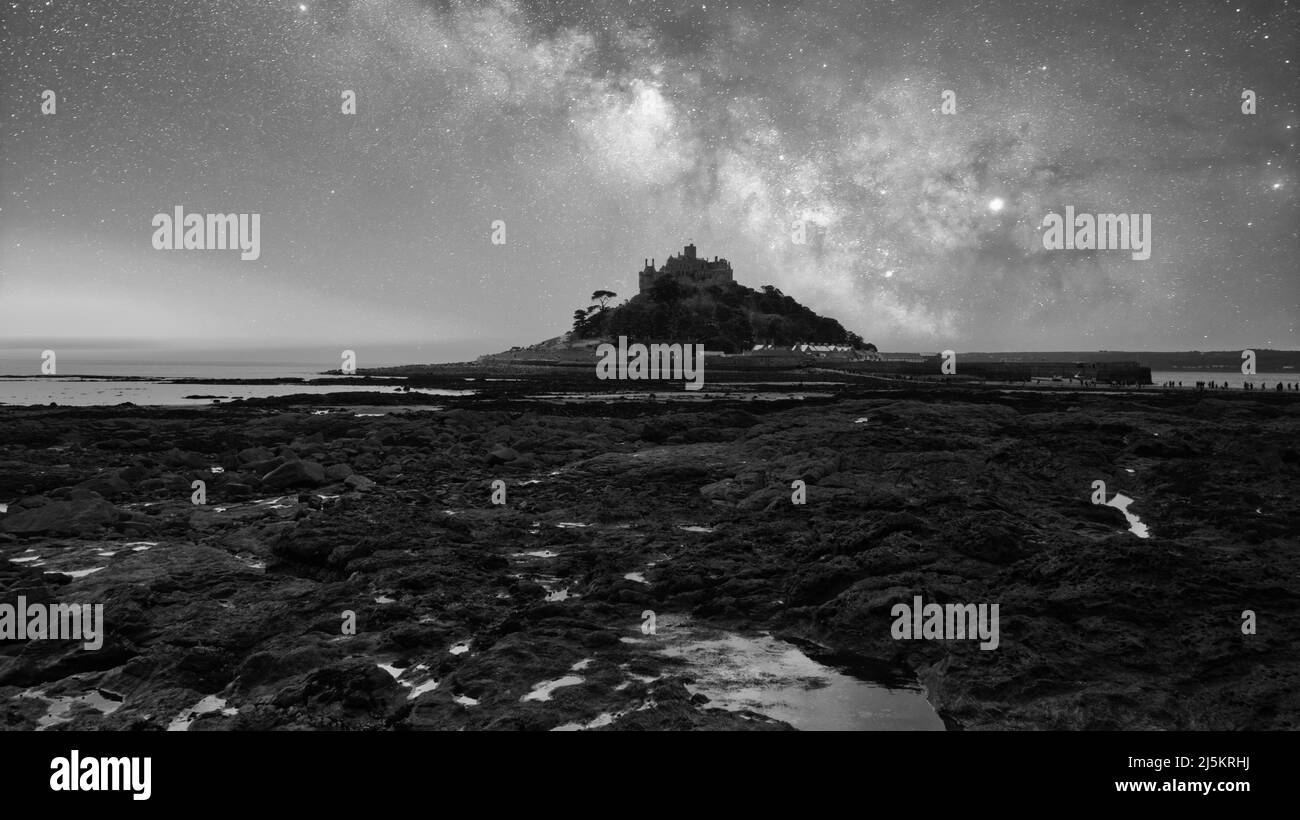 St Michaels Mount in Cornwall as the tide was out Stock Photo - Alamy