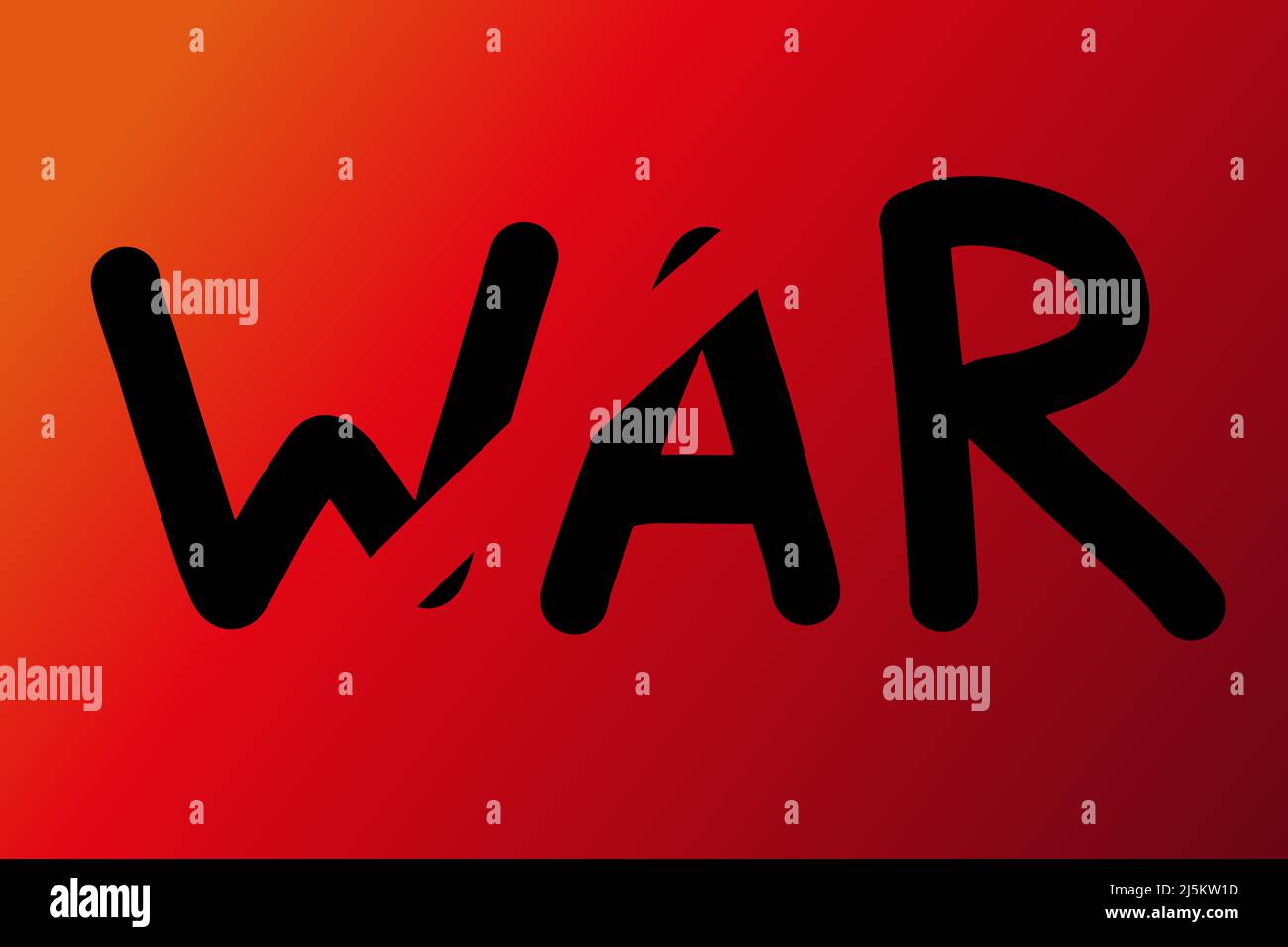 Hand-drawn crossed out word war. Sign of peace, no war, friendship of ...