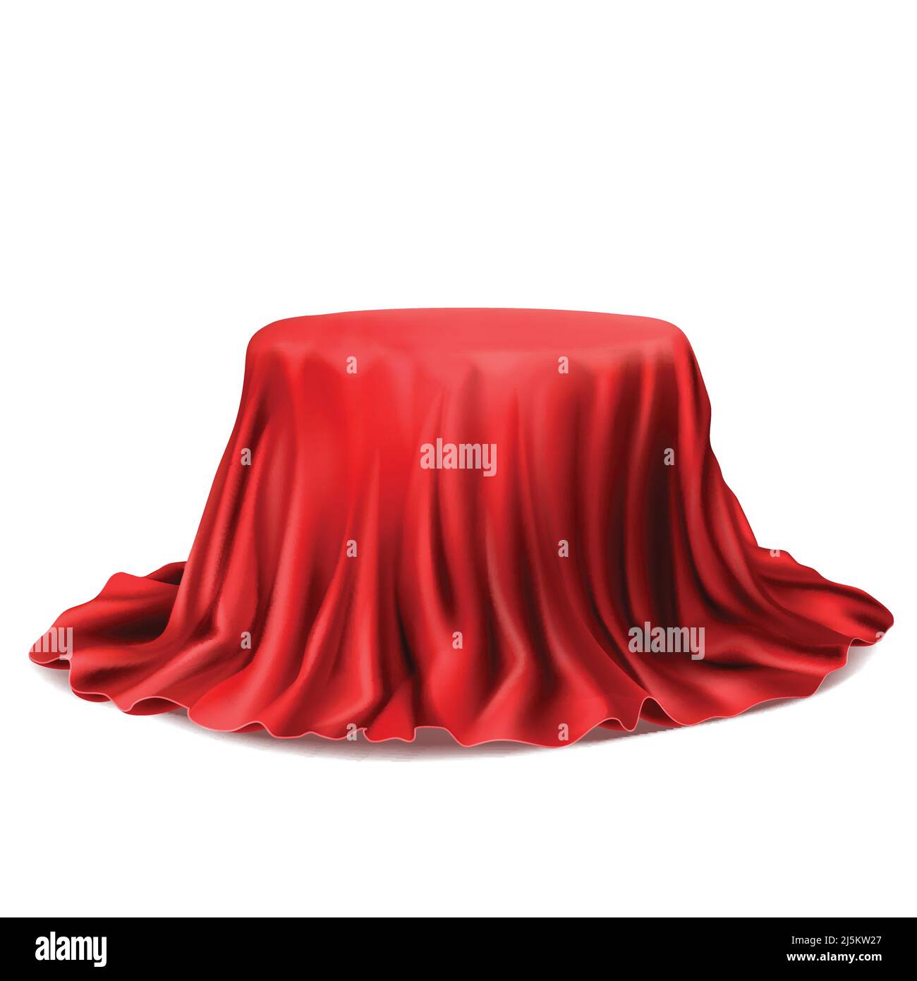 Vector realistic stand covered with red silk cloth isolated on white ...
