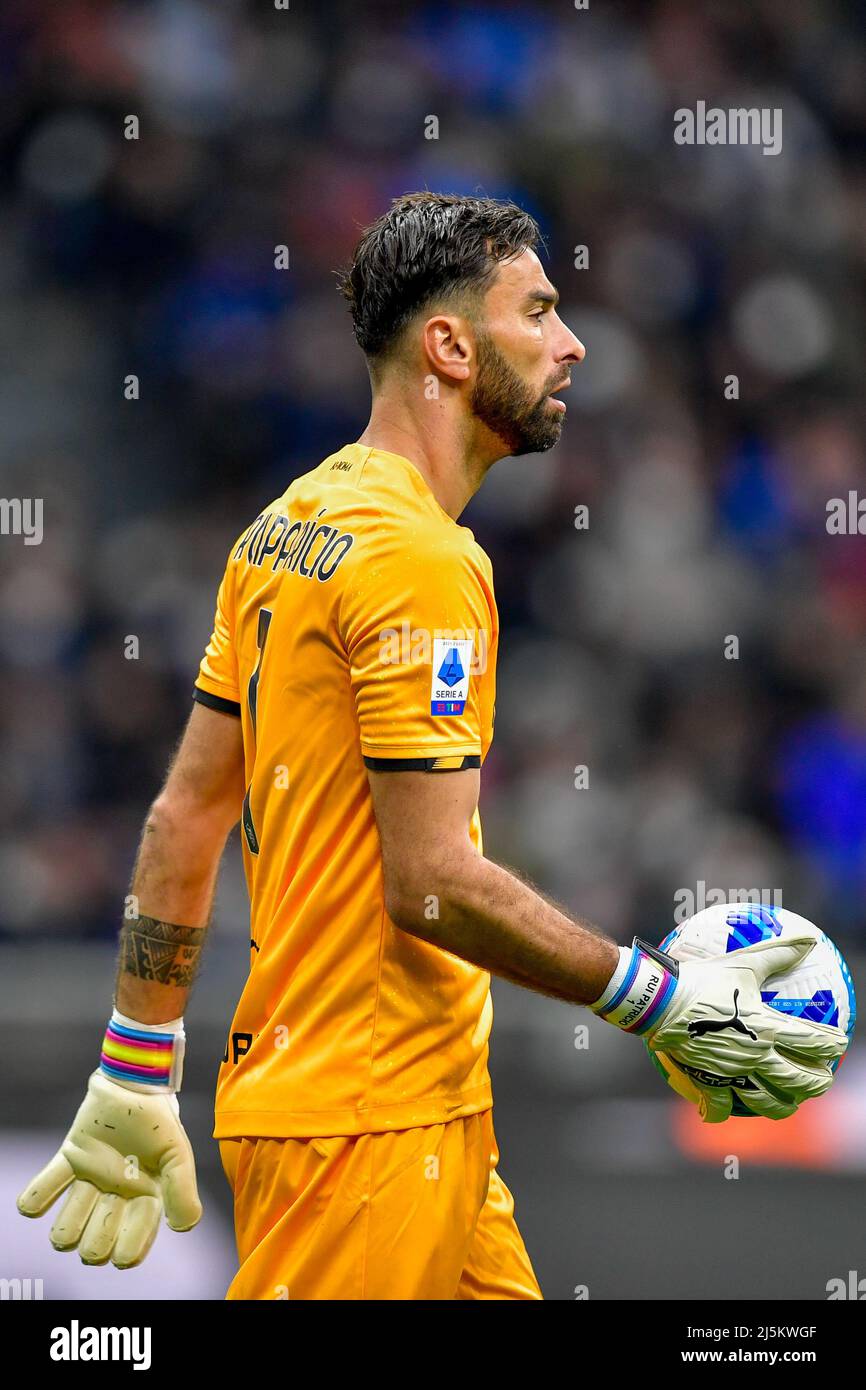 Milano, Italy. 23rd Apr, 2022. Goalkeeper Rui Patricio (1) of Roma seen ...