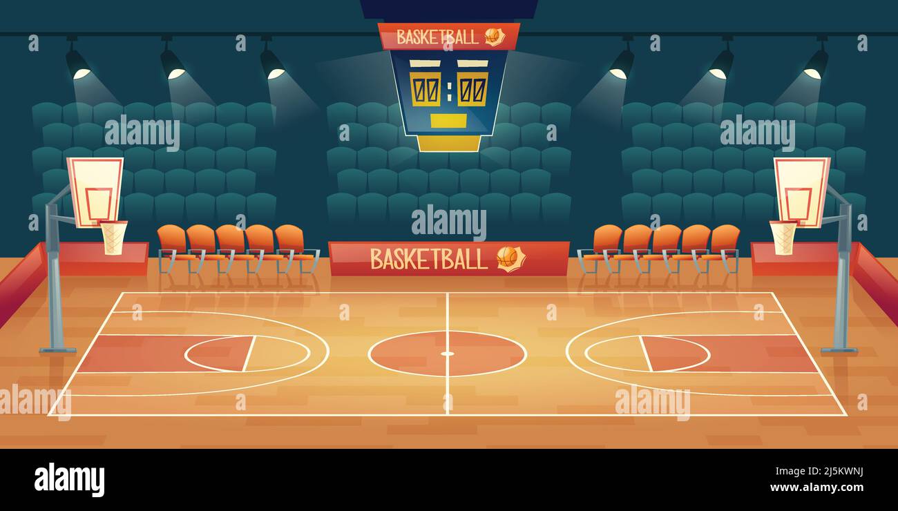 Vector cartoon background of empty basketball court. Interior of sports ...