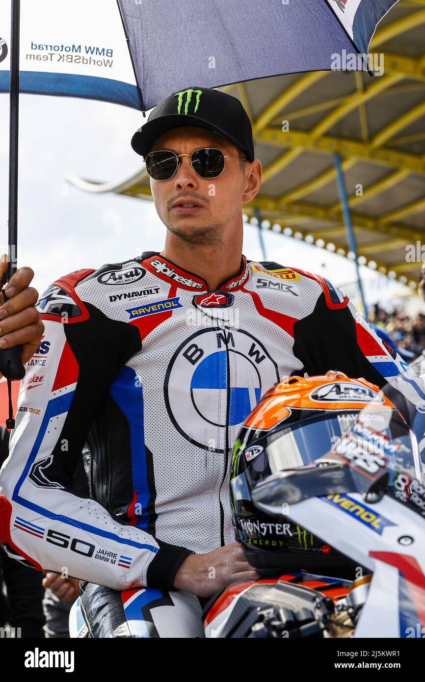 ASSEN - Michael van der Mark (NED) on his BMW on the grid for the start ...