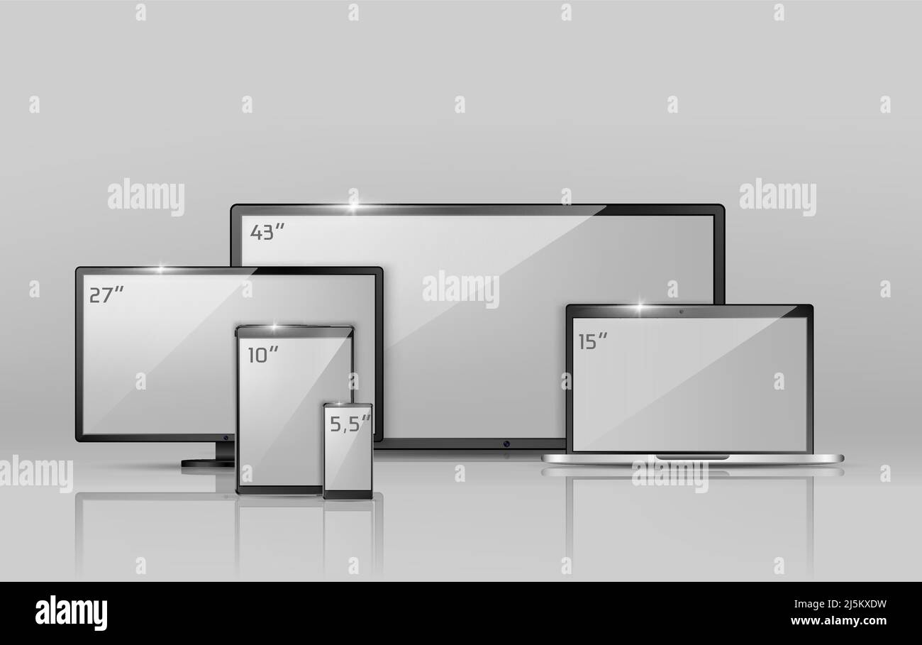 Vector 3d realistic collection of different screens - notebook ...