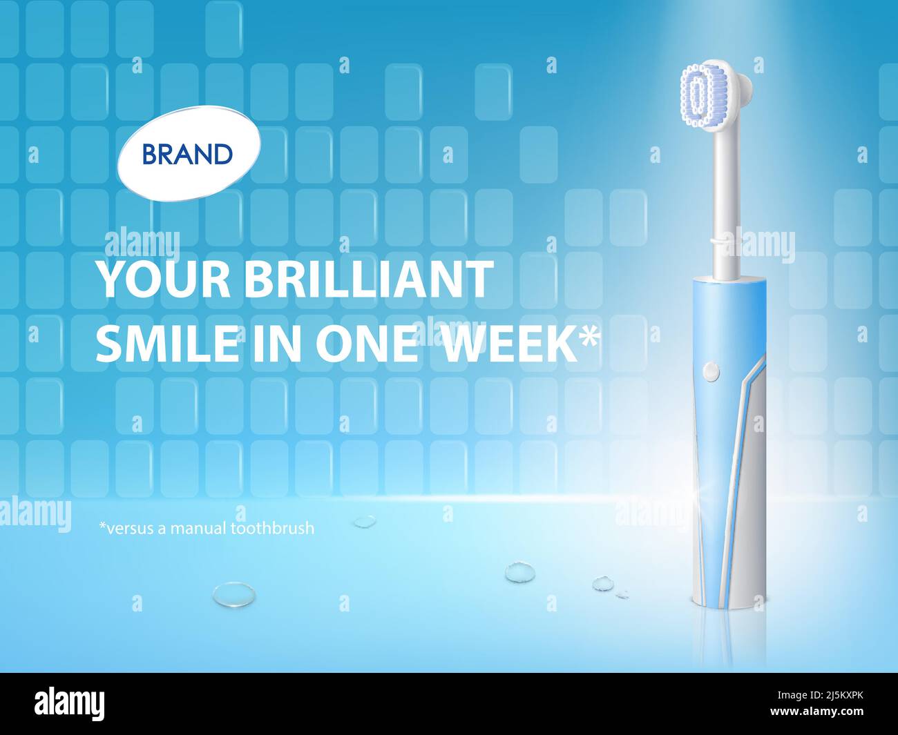 Vector 3d realistic toothbrush on ad poster. Promo banner with hygiene ...