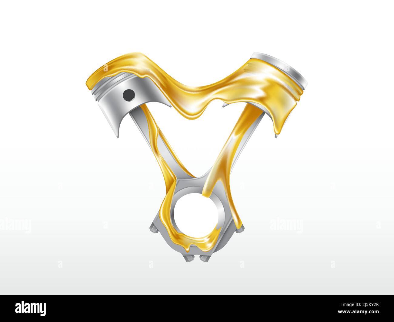 Engine pistons in mineral oil, gasoline realistic vector illustration ...