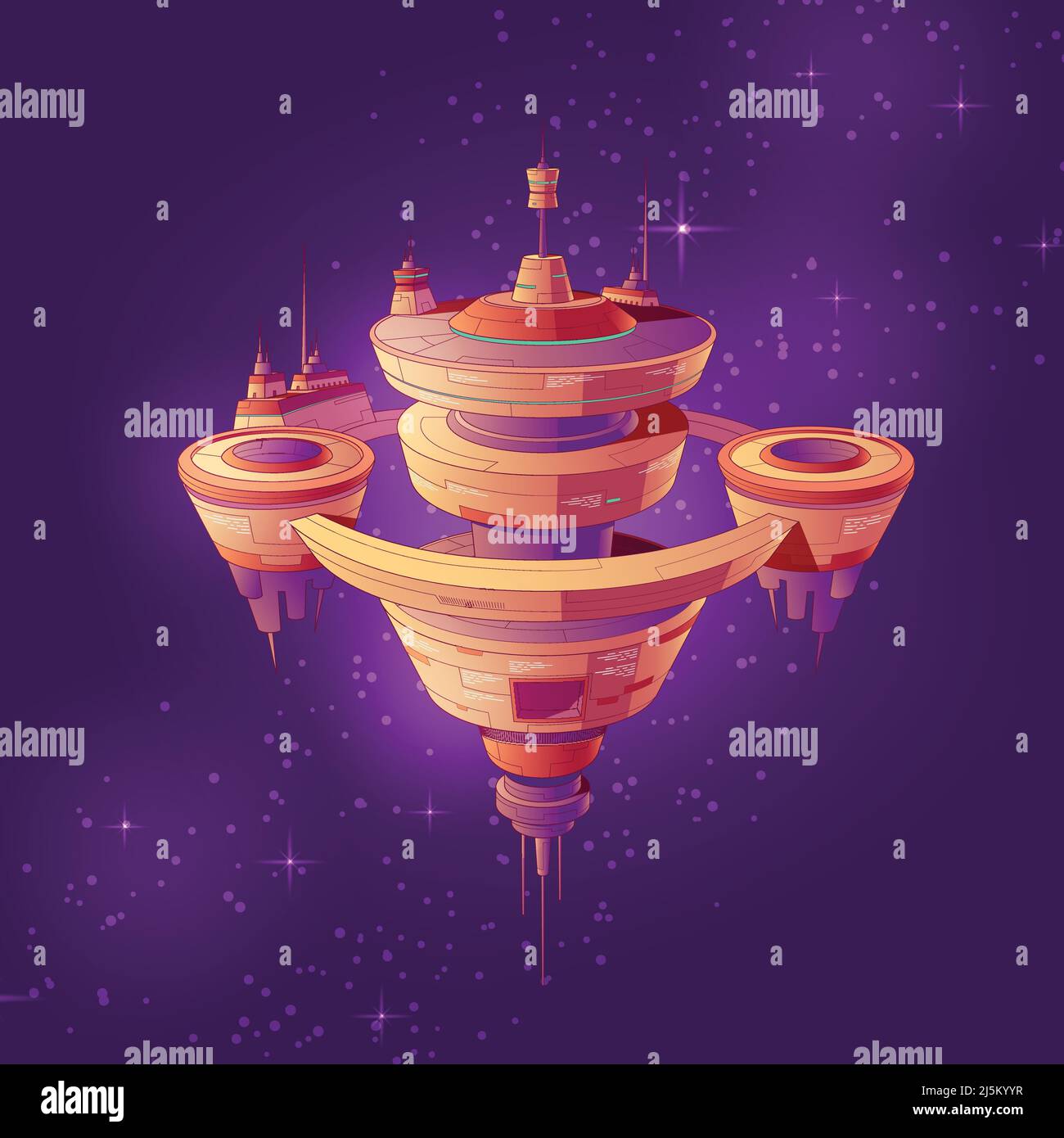 Futuristic starship, intergalactic space station or future orbital city ...