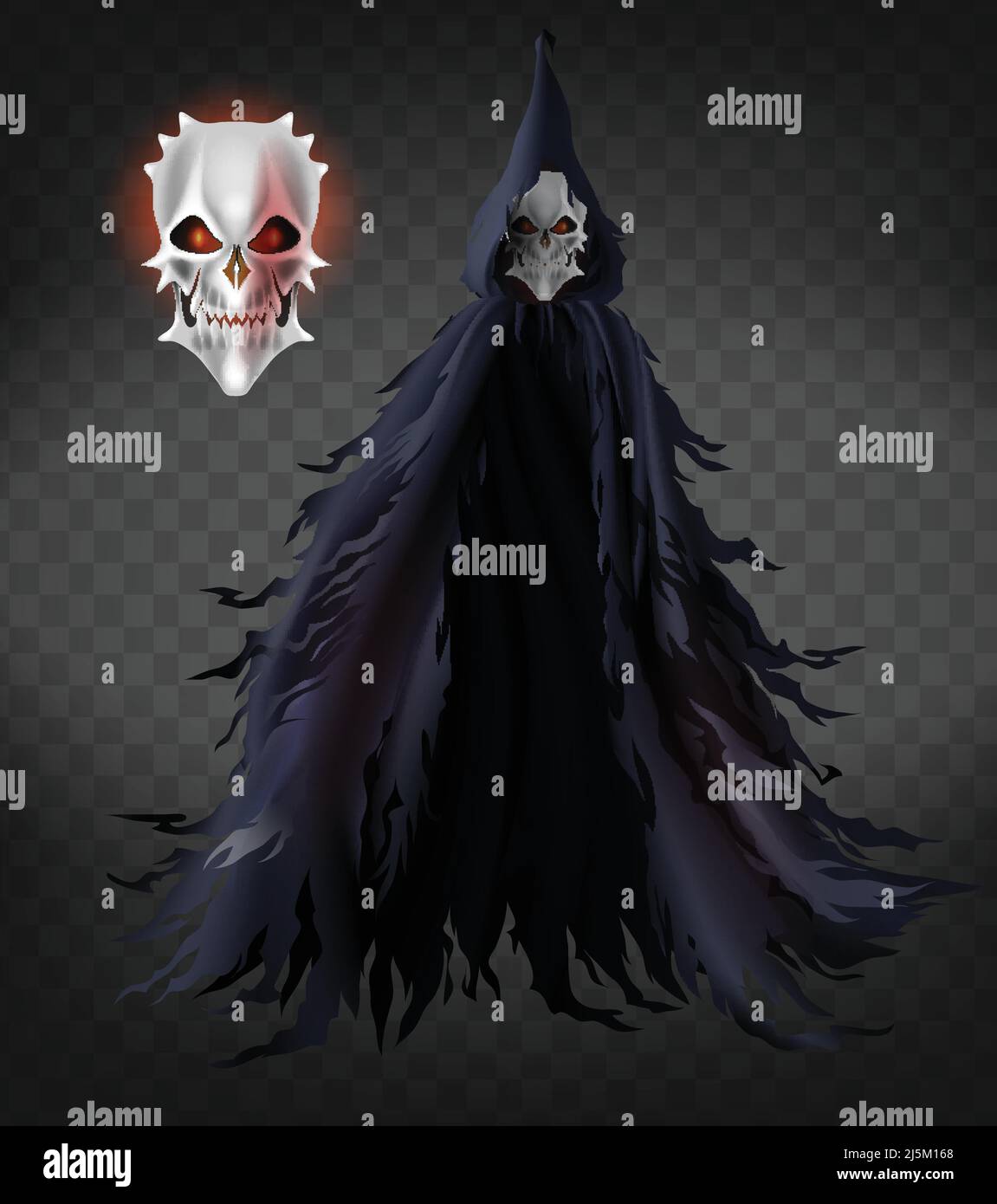 Spirit of death, scary ghost, evil demon in ragged cloak with hood ...