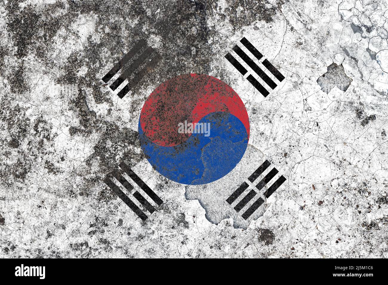 South korea flag on a damaged old concrete wall surface Stock Photo - Alamy