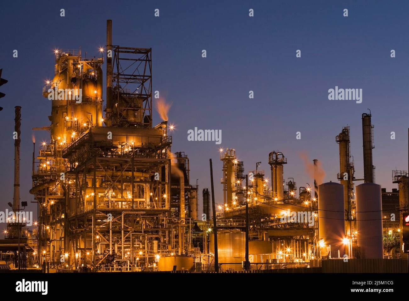 Oil Refinery at dusk, Montreal east, Quebec, Canada Stock Photo - Alamy