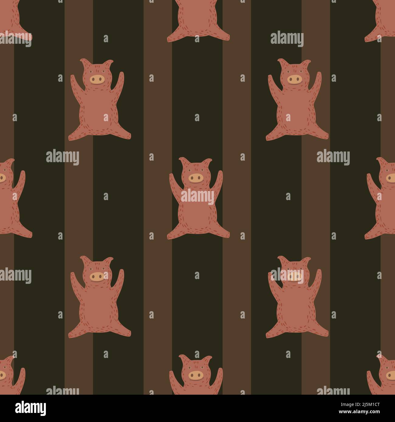 Seamless pattern cute pigs. Background of chubby piggy in doodle style ...