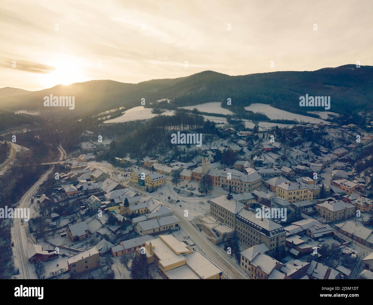Aerial View of the sunset in Gelnica city in Slovakia Stock Photo - Alamy