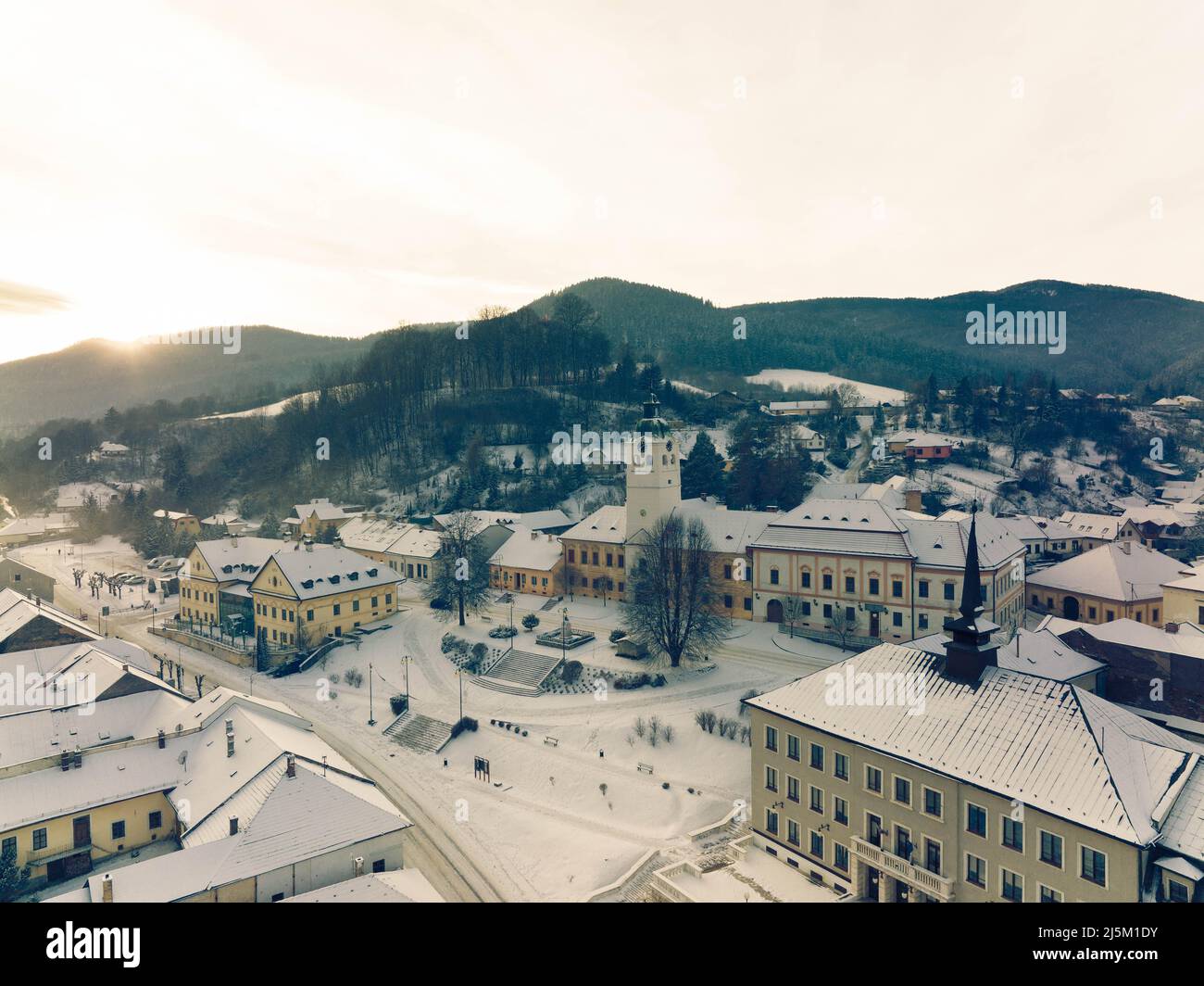 Aerial View of the sunset in Gelnica city in Slovakia Stock Photo - Alamy